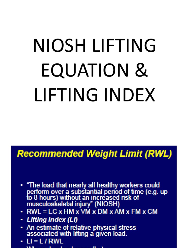Niosh Lifting Equation | PDF