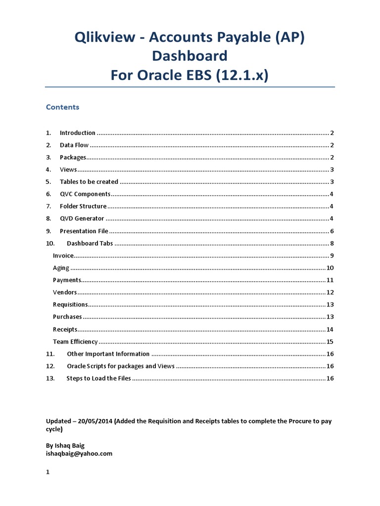 Qlikview AP Dashboard for Oracle EBS | PDF | Oracle Database | Accounts Payable
