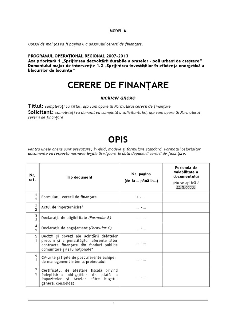 Model A - Opis CF Si Anexe | PDF