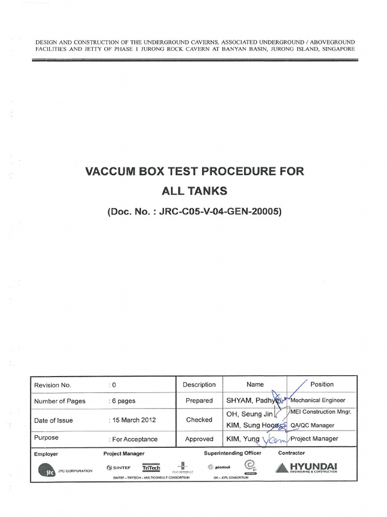 Vaccum Box Test Procedure For All Tanks | PDF | Leak | Industries