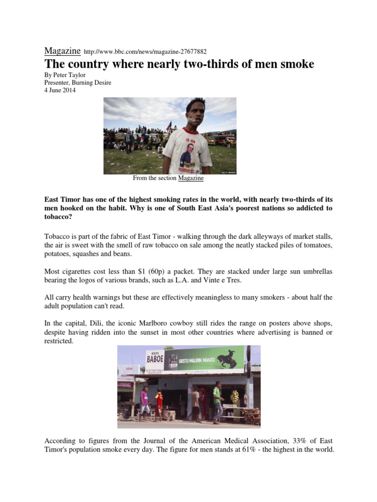 The Country Where Nearly Two-Thirds of Men Smoke: Magazine | PDF ...