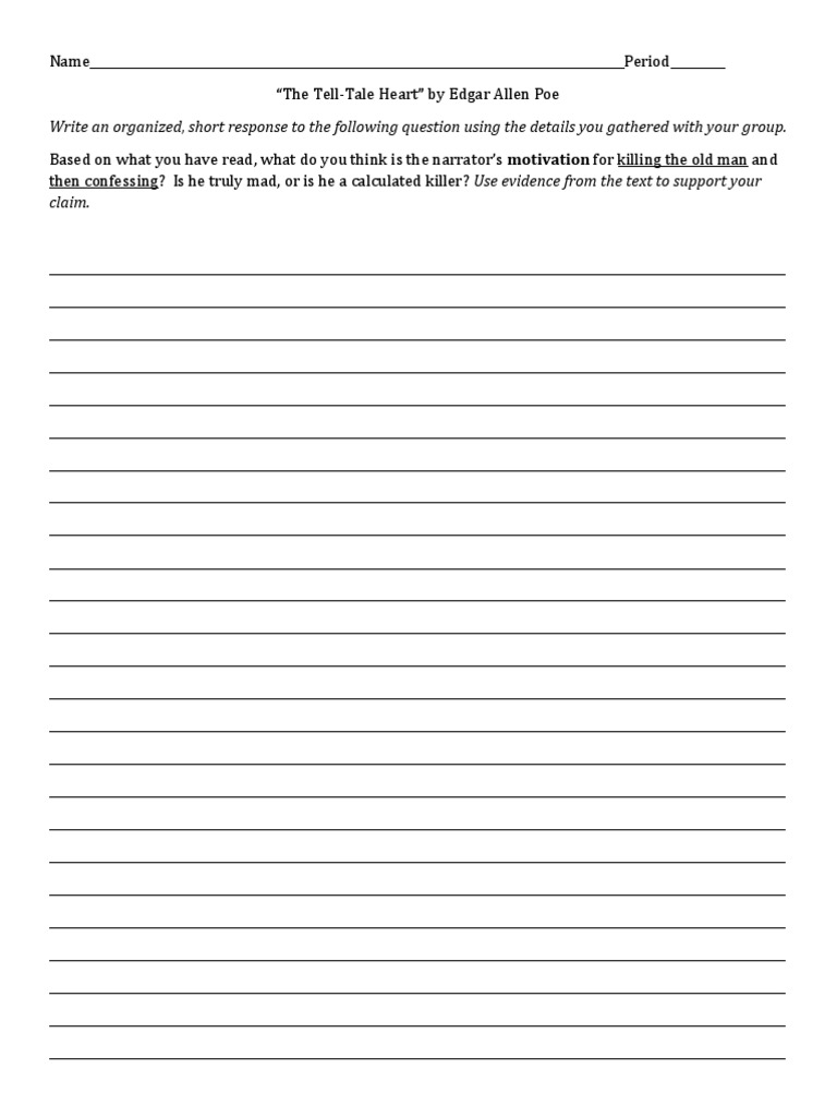 Tell Tale Short Response | PDF | Short Stories | Storytelling