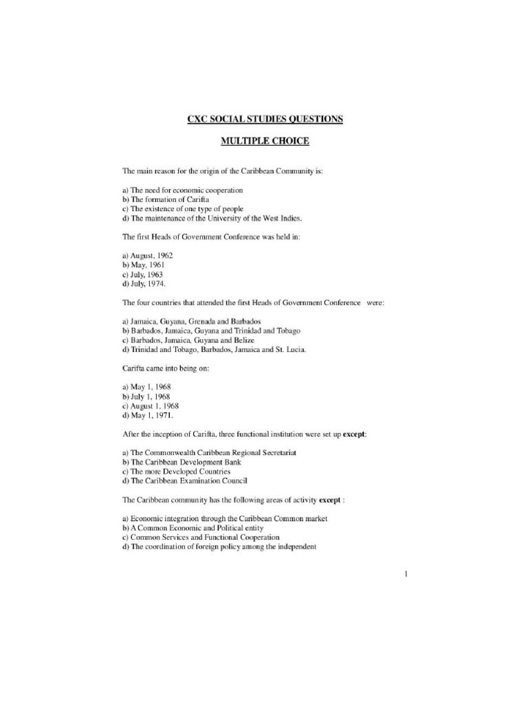 Social Studies Past Papers | PDF