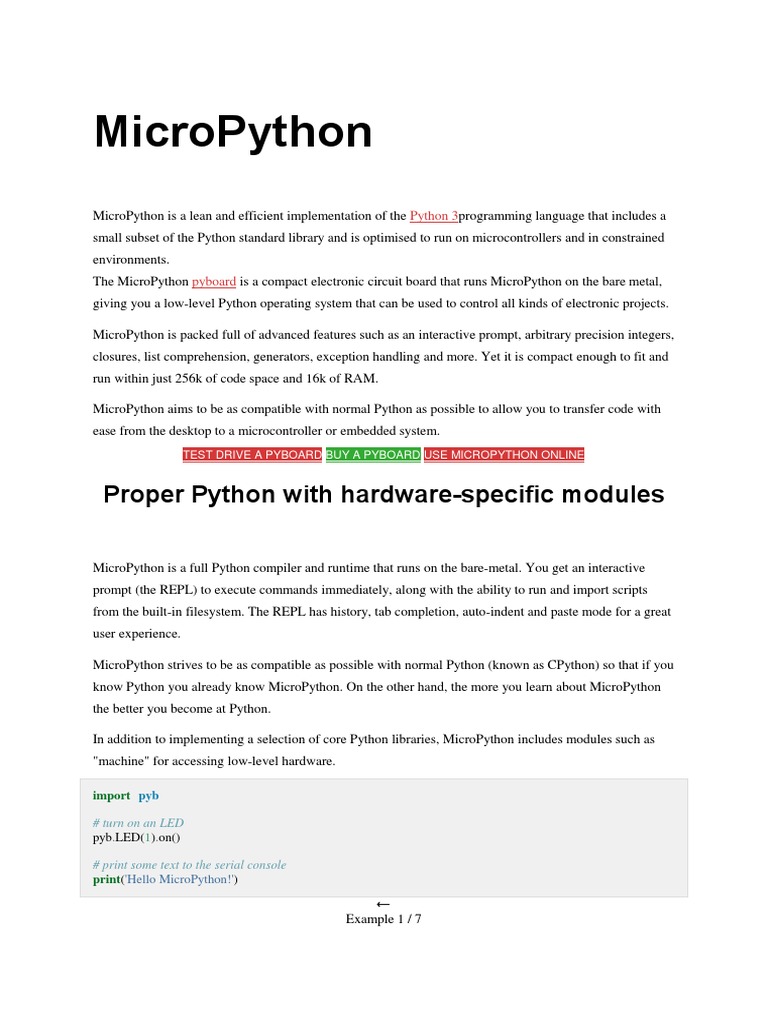 Micro Python | PDF | Python (Programming Language) | Arm Architecture