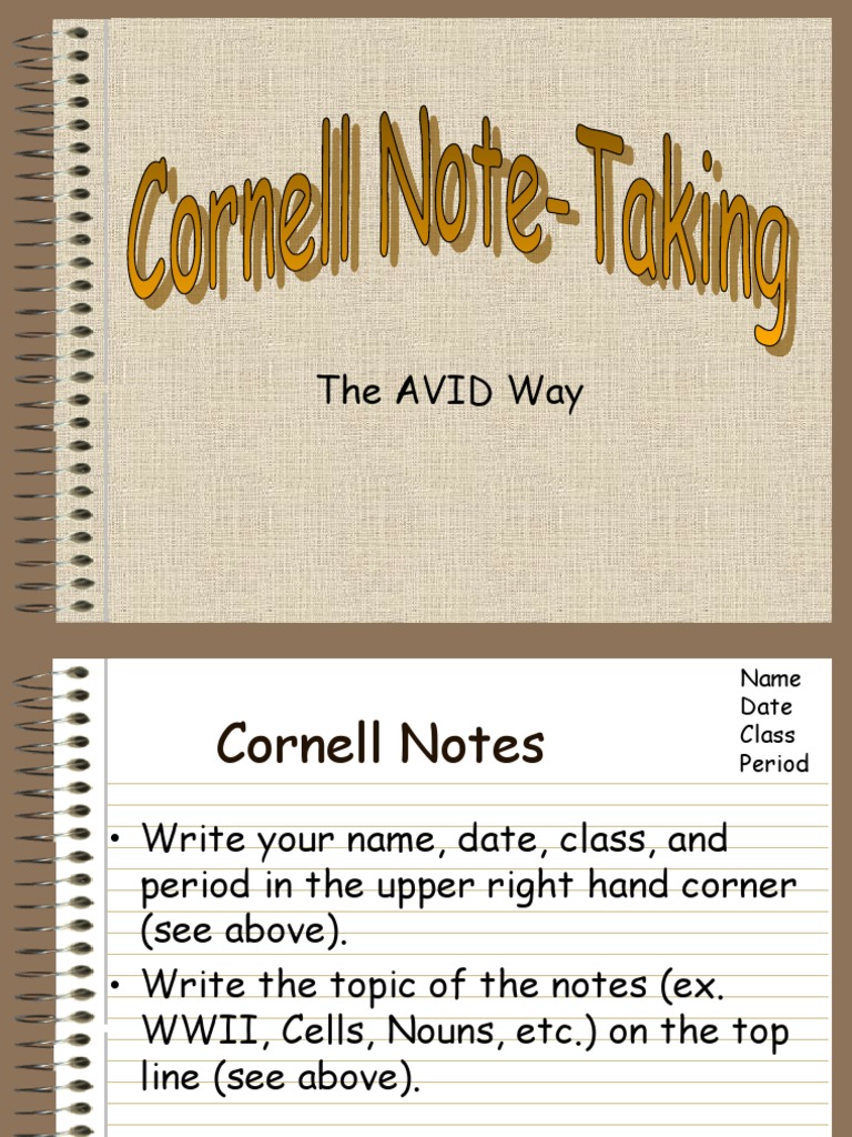 The AVID Way to Take Cornell Notes | PDF | Human Communication ...