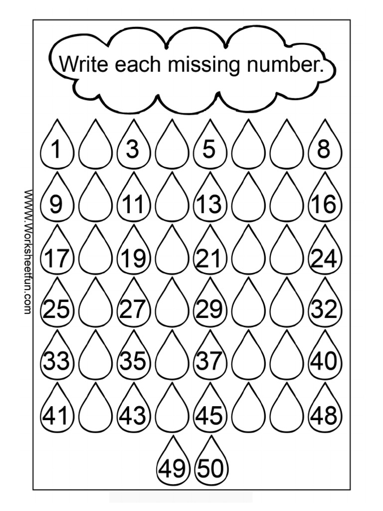 Cloud Rain Number Missing Numbers 1-50-1 PDF | PDF