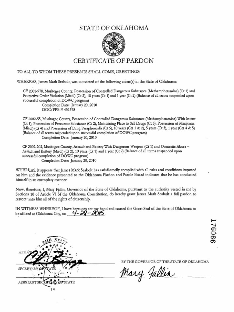 Pardon Application Mark Seabolt | PDF