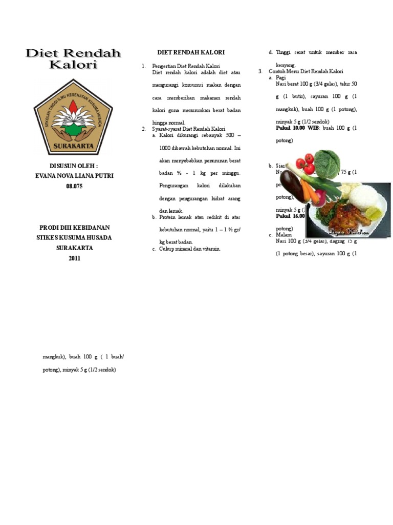 Leaflet Diet Rendah Kalori | PDF