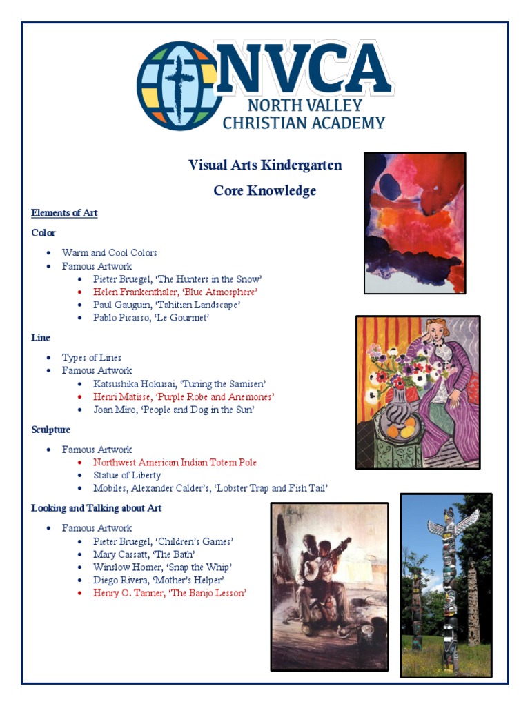 Kindergarten Visual Arts Curriculum Guide | PDF | Art