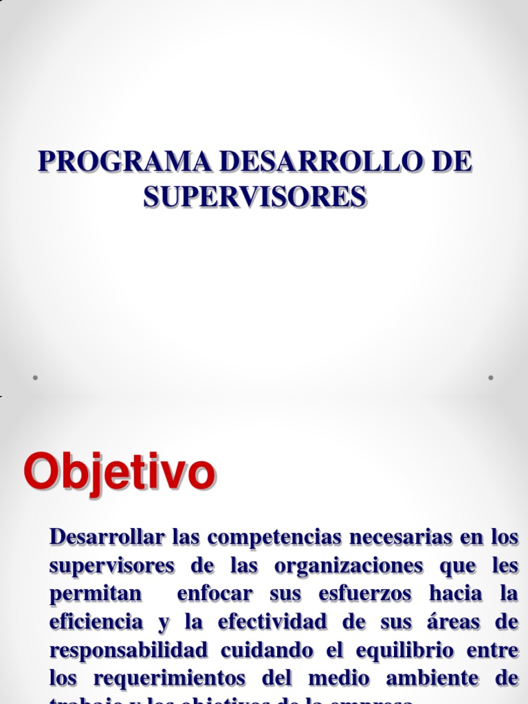 Programa Desarrollo de Supervisores | PDF | Planificación | Calidad (comercial)