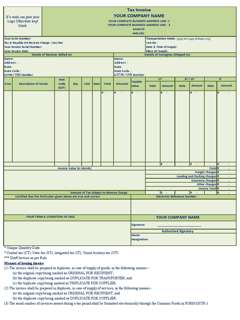 GST Invoice Format | PDF | Invoice | Value Added Tax