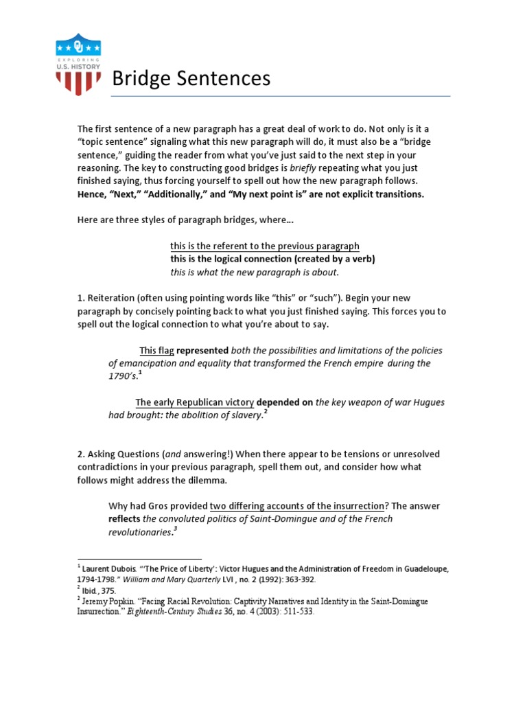 Bridge Sentences: This Is What The New Paragraph Is About | Download ...