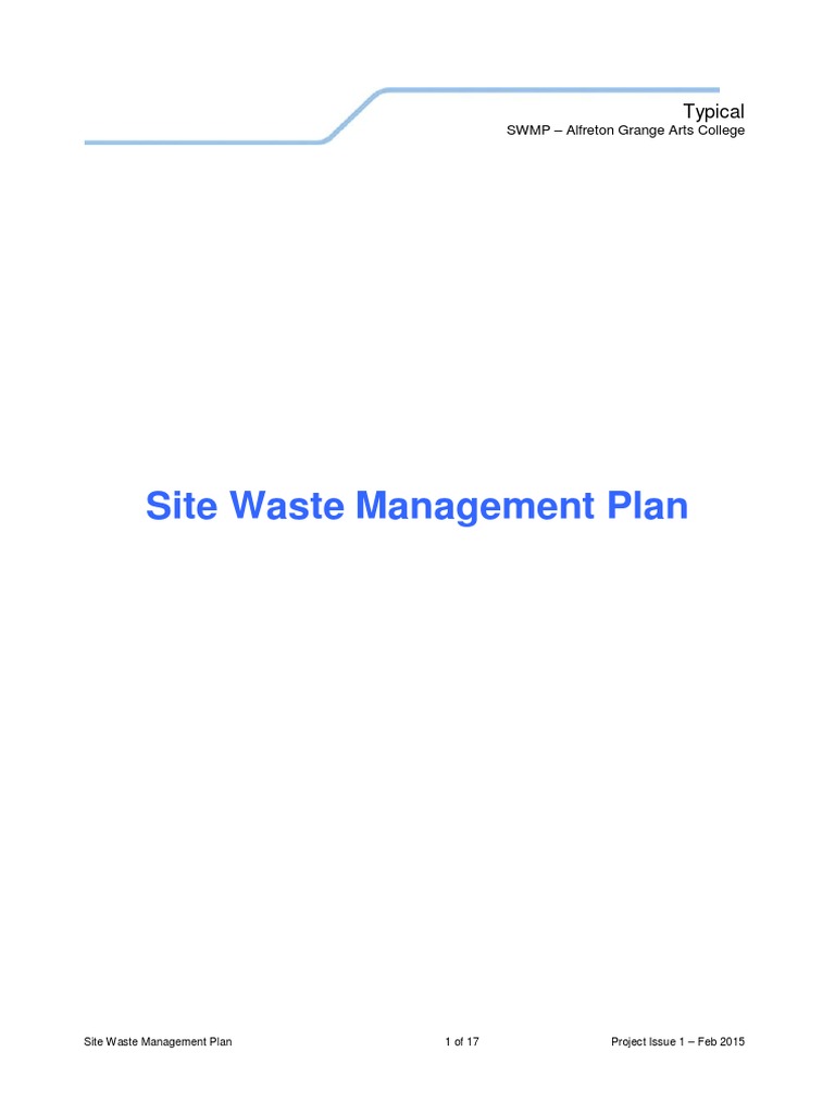 Site Waste Management Plan for Alfreton Grange | PDF | Waste Management ...