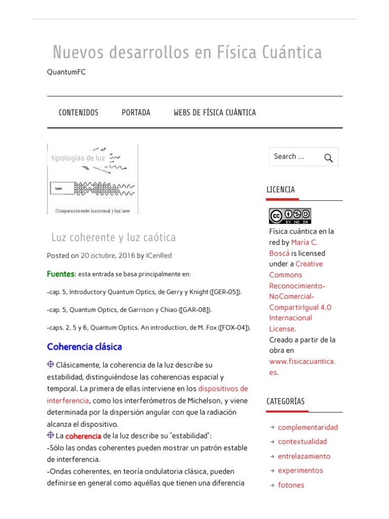 Luz Coherente y Luz Caótica - Nuevos Desarrollos en Física Cuántica ...