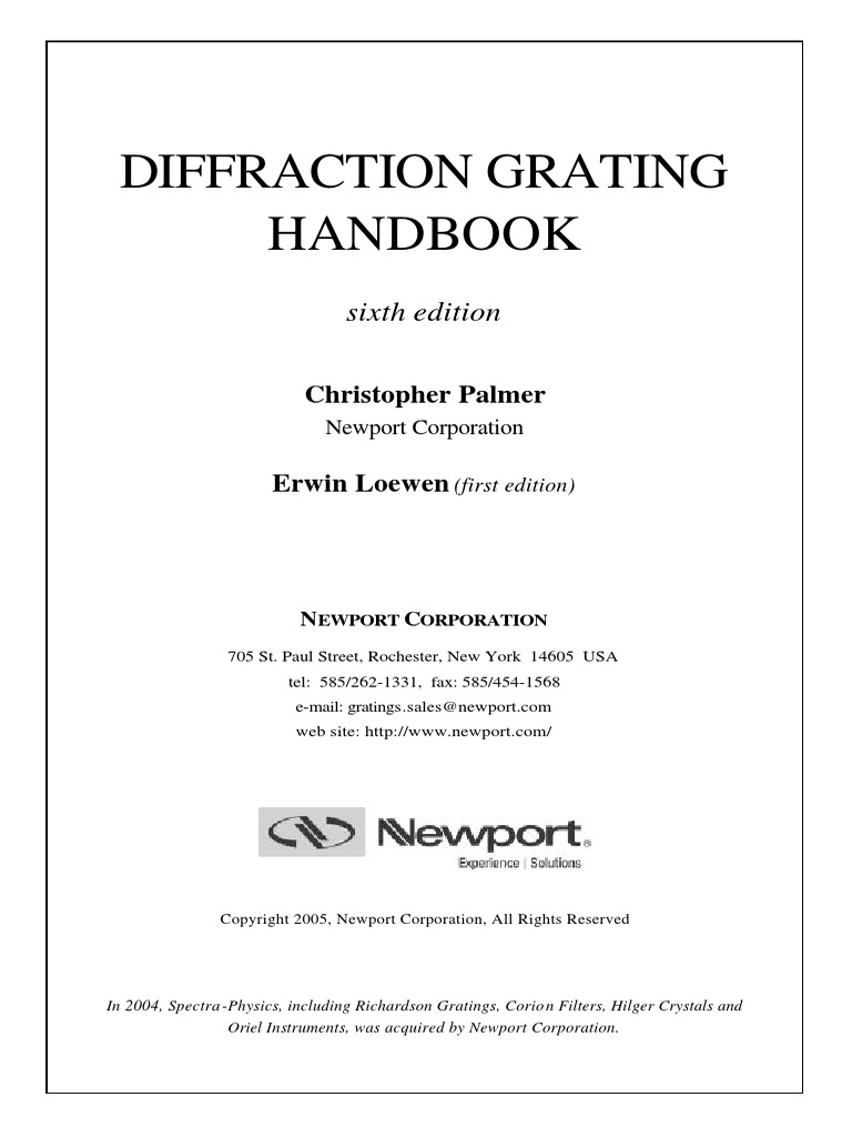 E. Loewen Diffraction Grating Handbook (2005) PDF | PDF | Diffraction | Wavelength