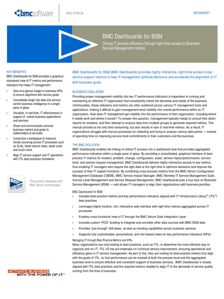 BMC Dashboards For BSM | PDF | Itil | Trademark
