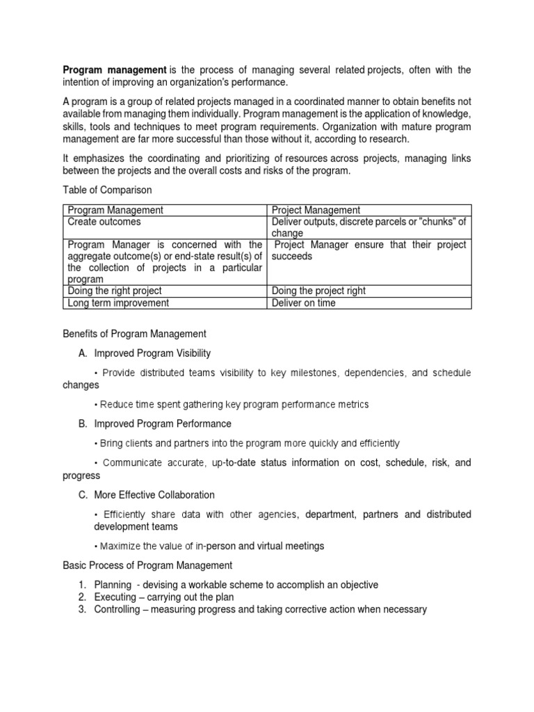 Program Management | PDF | Business | Accountability
