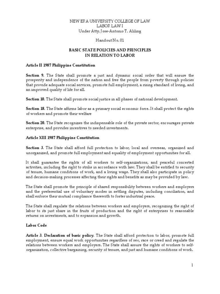 Basic Policies and Principles | PDF | Employment | Labour Law