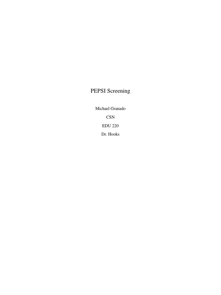 Pepsi Screening Paper | PDF | Gender | Gender Studies