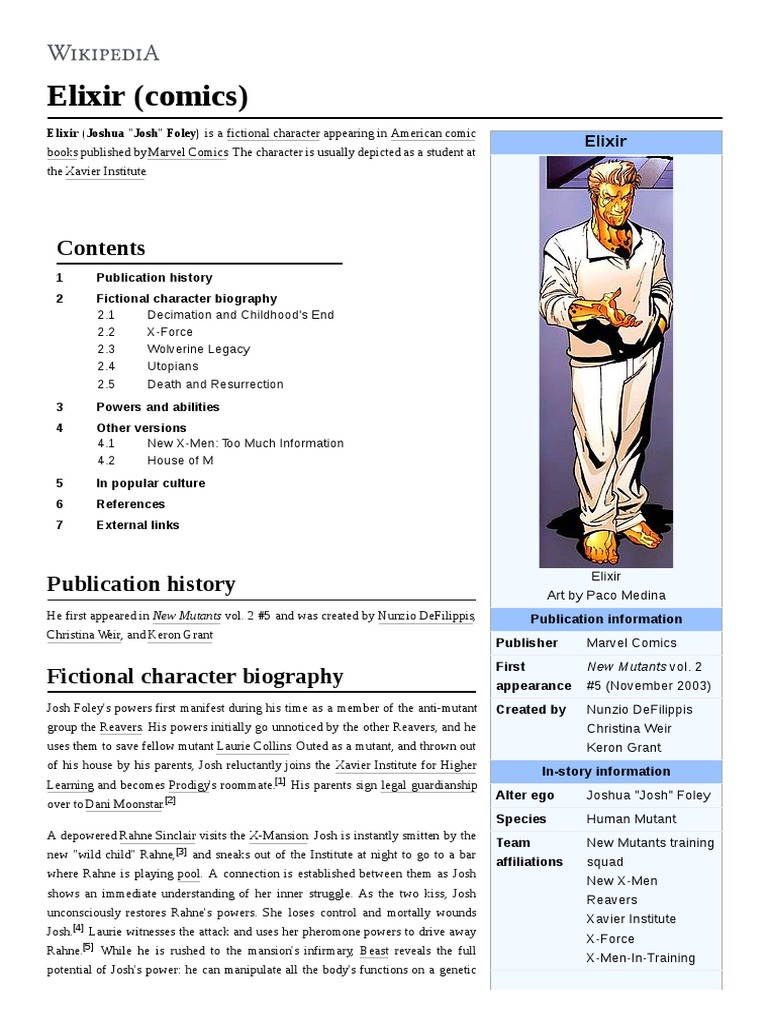 Elixir (Comics) | PDF | Marvel Comics | Marvel Comics Characters