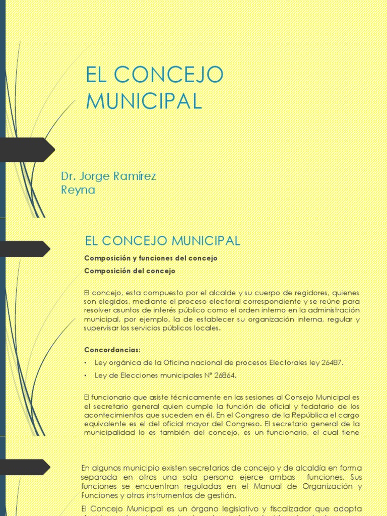 Funciones y Composición del Concejo Municipal | PDF | Alcalde | Quórum