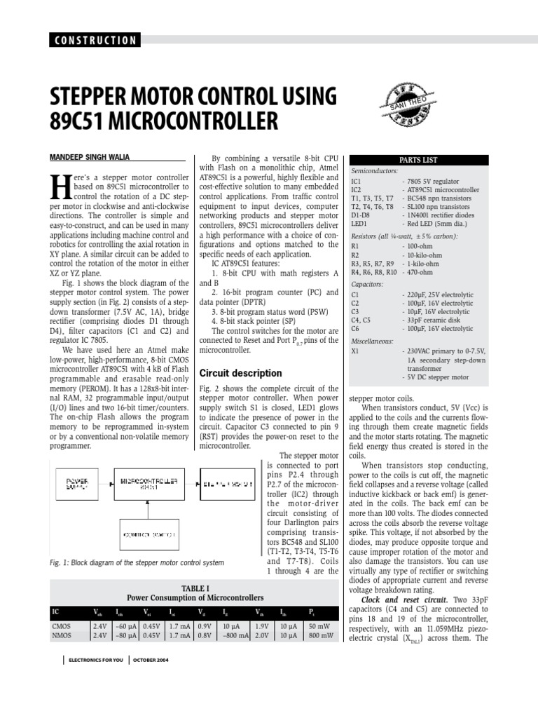 Stepper Motor Control Using Micro Controller | PDF | Science & Mathematics | Computers