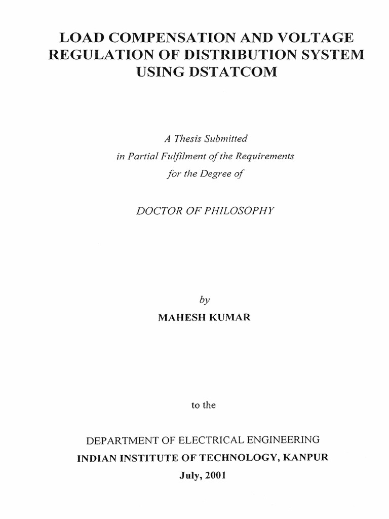Load Compensation and Voltage Regulation of Distribution System Using Dstatcom | PDF