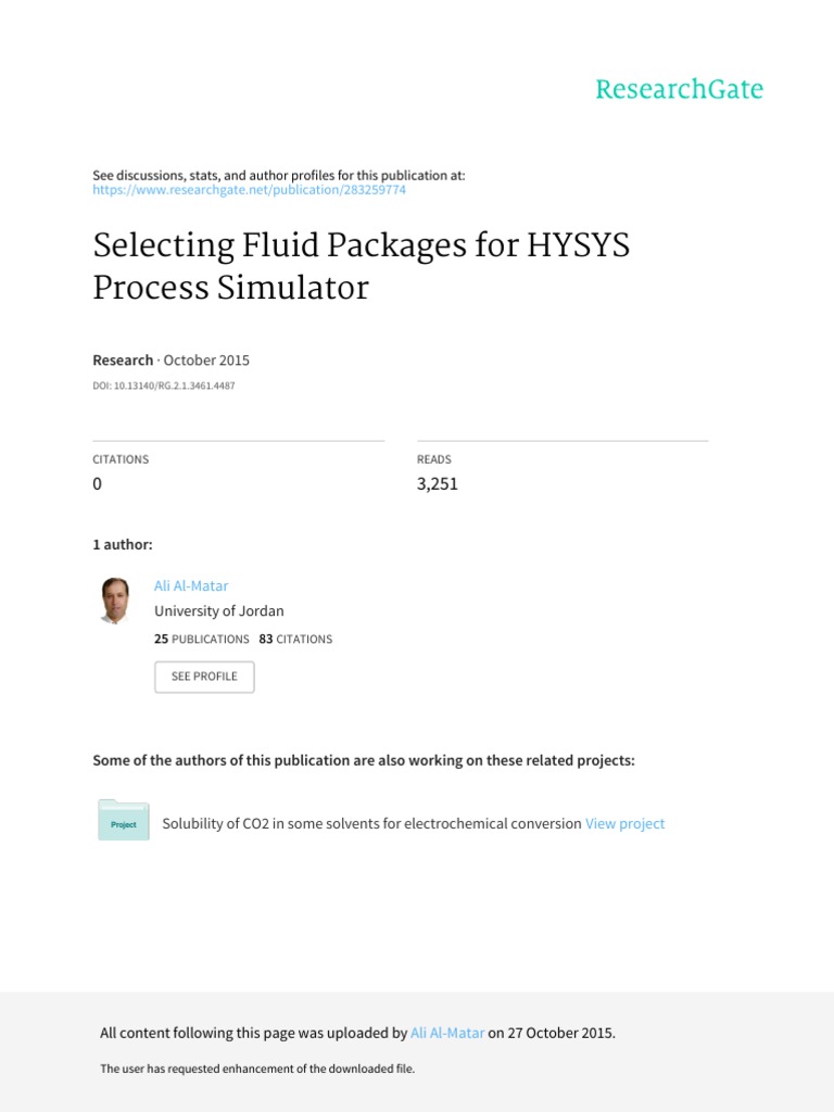 Selecting Fluid Package | Thermodynamics | Physical Chemistry