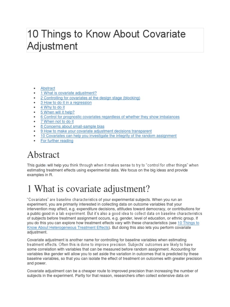 Understanding Covariate Adjustment | PDF | Experiment | Bias Of An ...