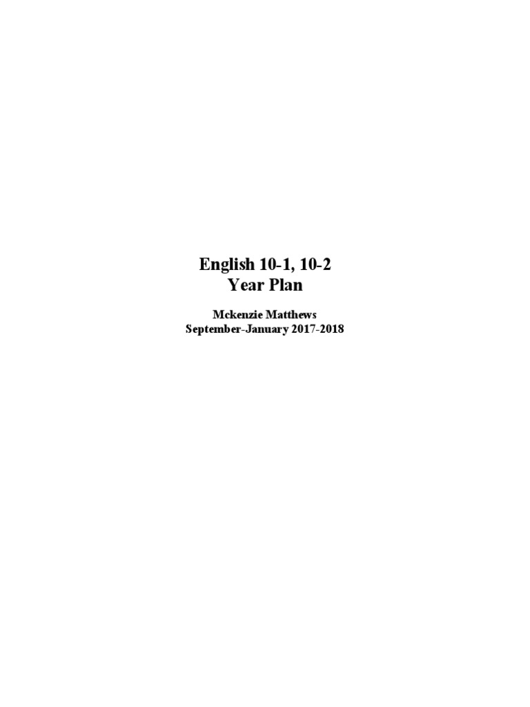 English 10 Year Plan | PDF | Essays | Genre