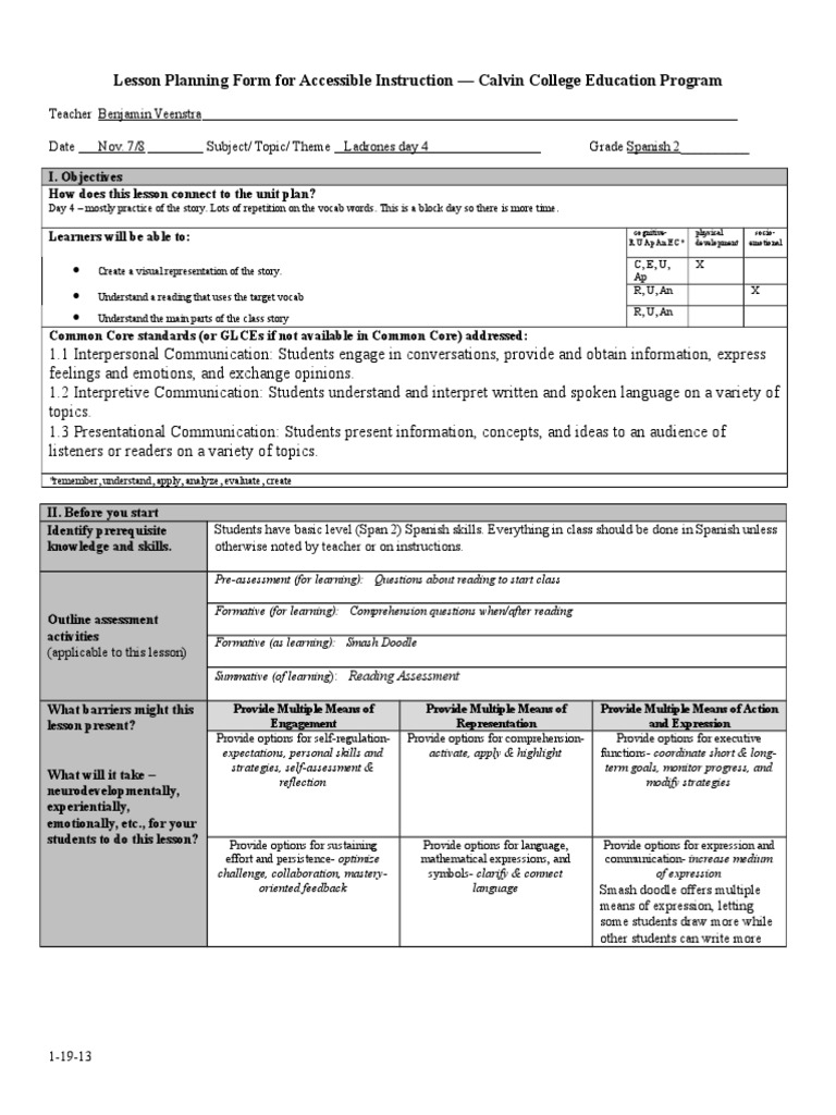 Unit Plan Day 4 | PDF | Reading Comprehension | Educational Assessment
