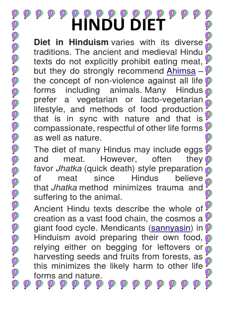 Hindu Diet: Diet in Hinduism Varies With Its Diverse | PDF | Wellness