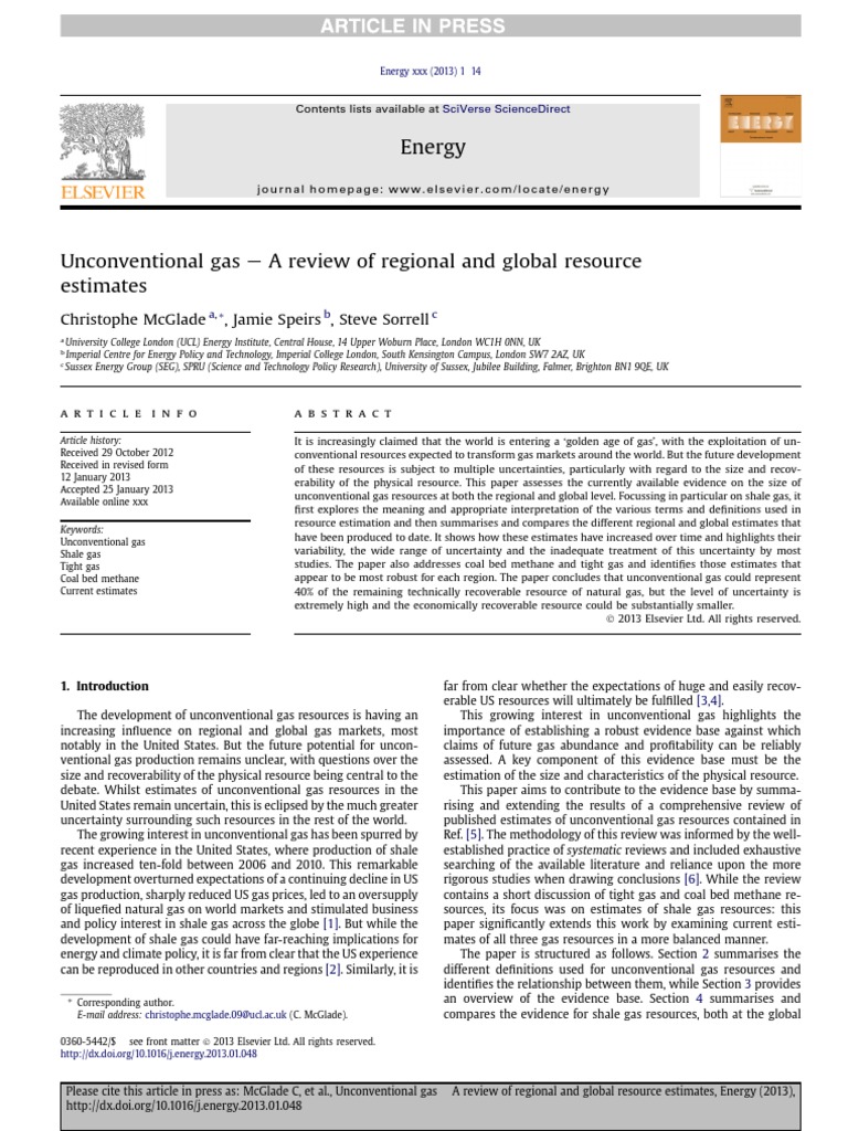 Unconventional Gas Paper | PDF | Shale Gas | Coalbed Methane