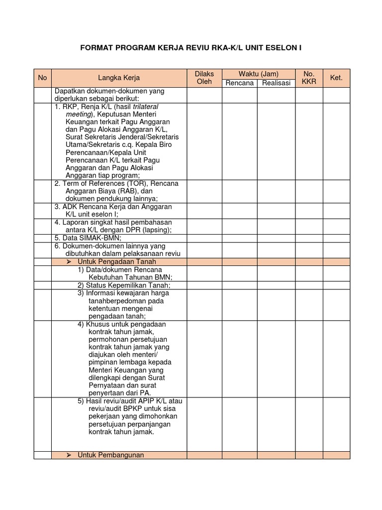 Format Program Kerja REVIU RKA | PDF