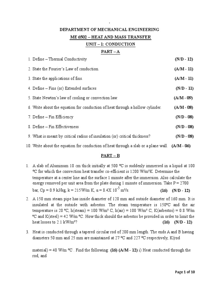 HMT Question Bank | PDF | Heat Transfer | Heat Exchanger