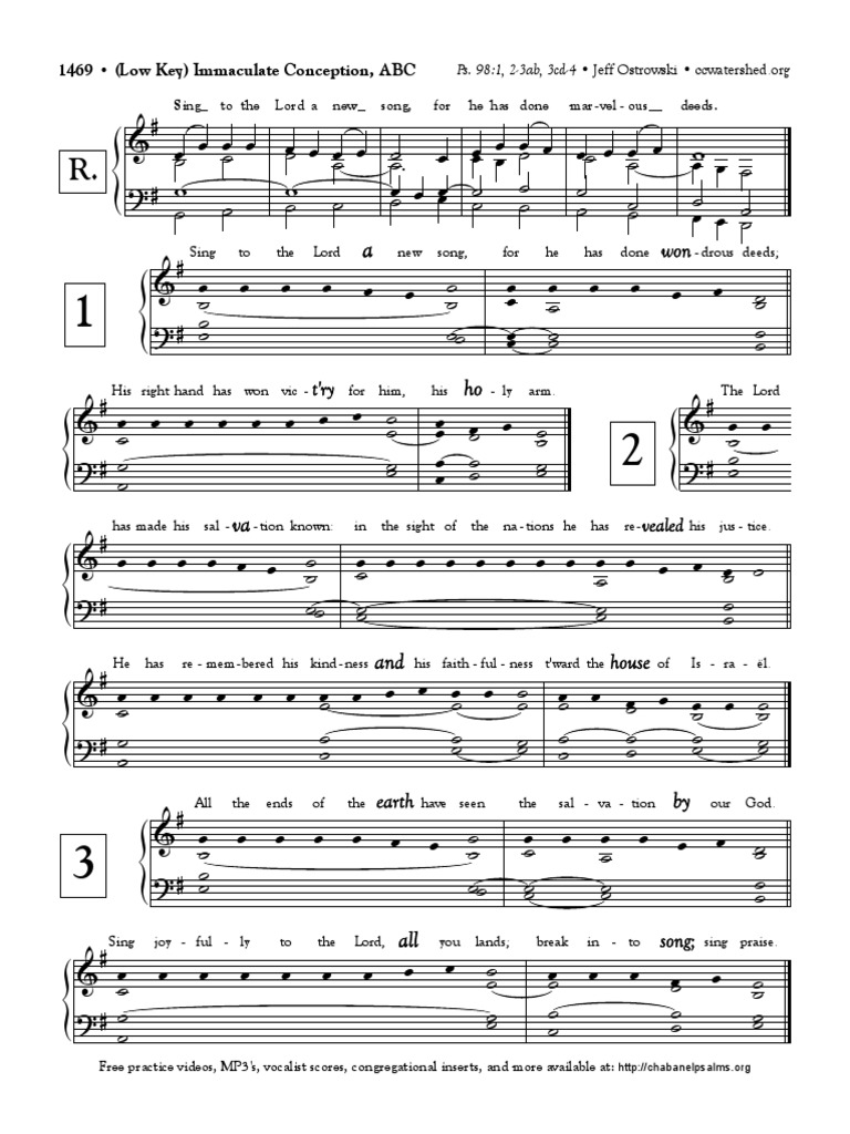 The Low Key Immaculate Conception: A Musical Setting of Psalm 98 | PDF ...