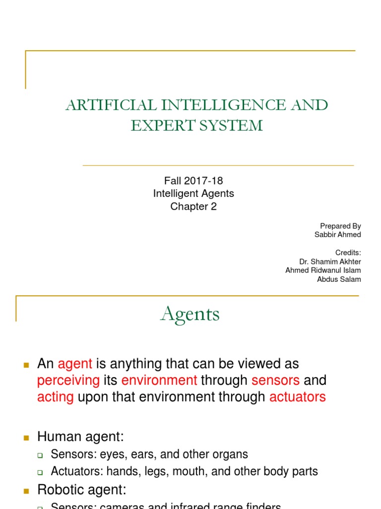Artificial Intelligence and Expert System: Fall 2017-18 Intelligent ...