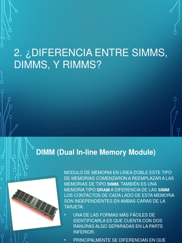 Guía de Memorias: SIMM, DIMM y RIMM | PDF | Memoria de acceso aleatorio ...