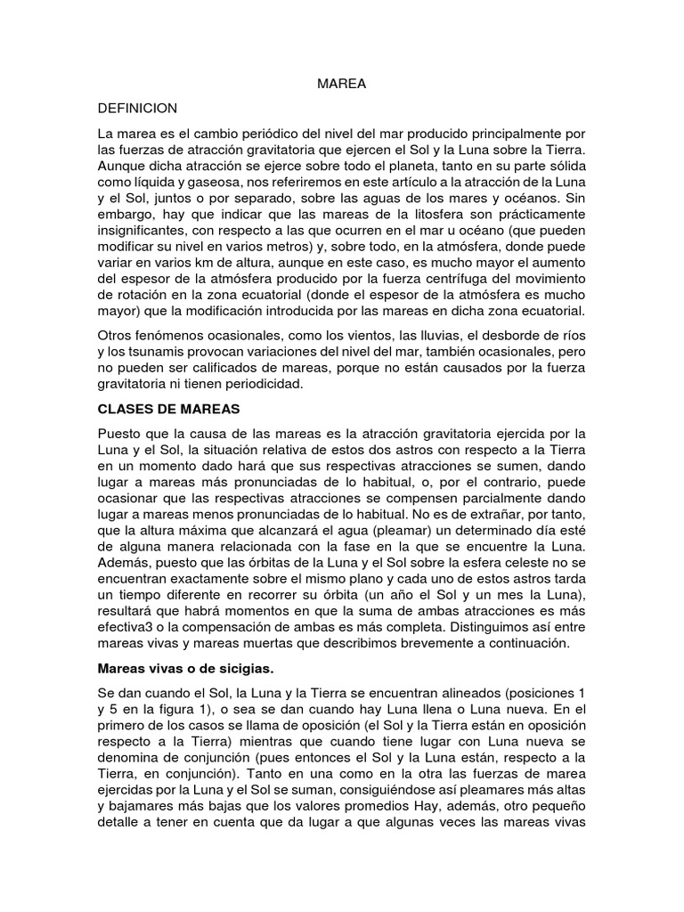 Tipos y Clases de Mareas | PDF | Marea | Luna