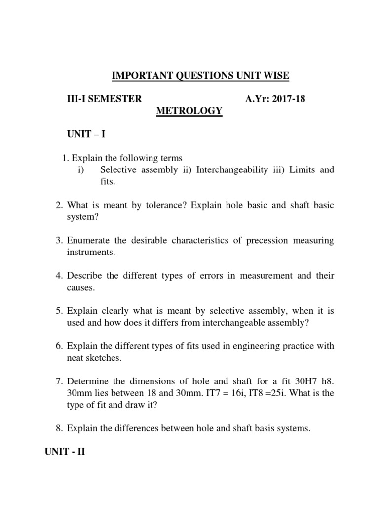 Important Questions in Metrology ME3592 | PDF | Surface Roughness | Gear