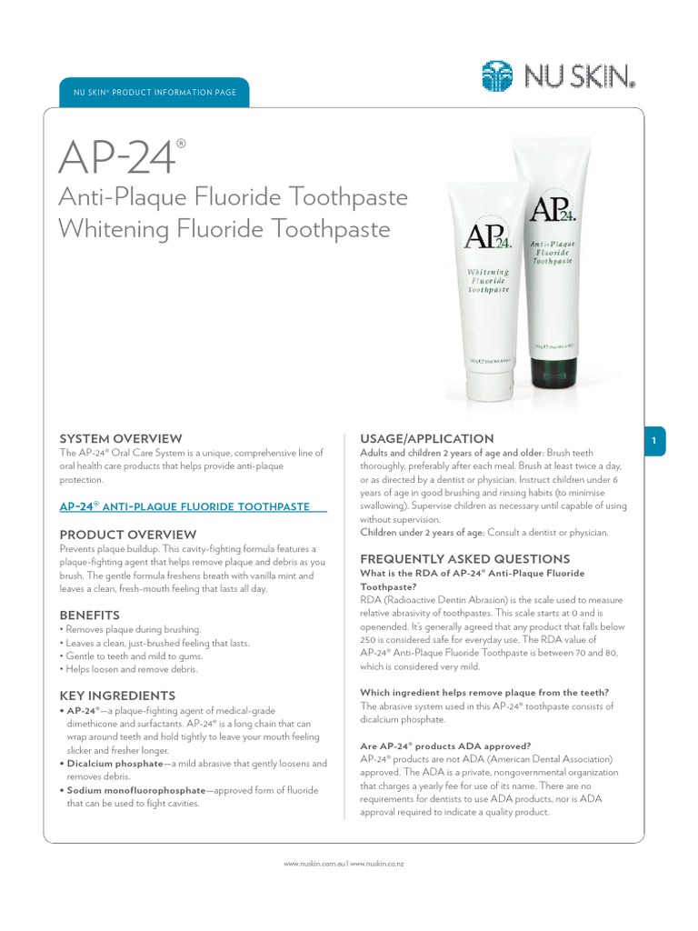 AP-24 Toothpastes PIP | PDF | Mouth | Chemistry