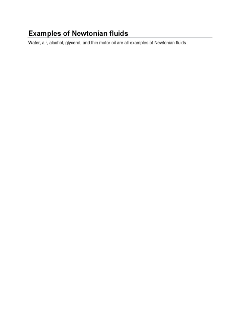 Newtonian Fluid Examples | PDF