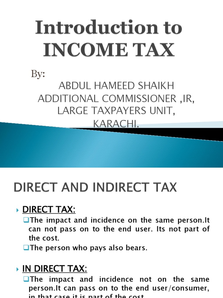 Income Tax Introduction Final | PDF | Tax Deduction | Taxes