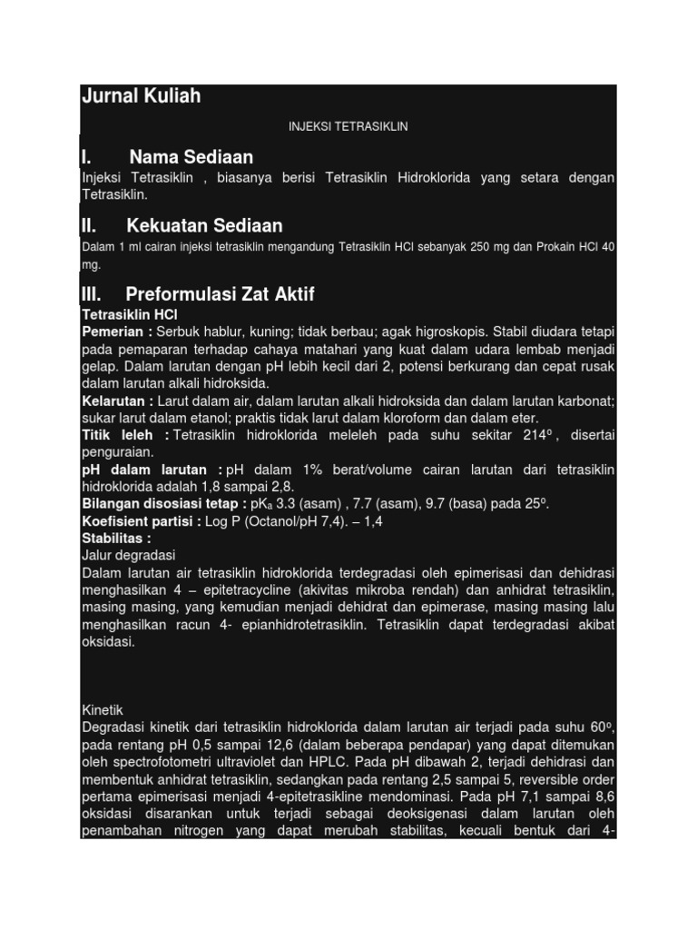 Injeksi Tetrasiklin | PDF