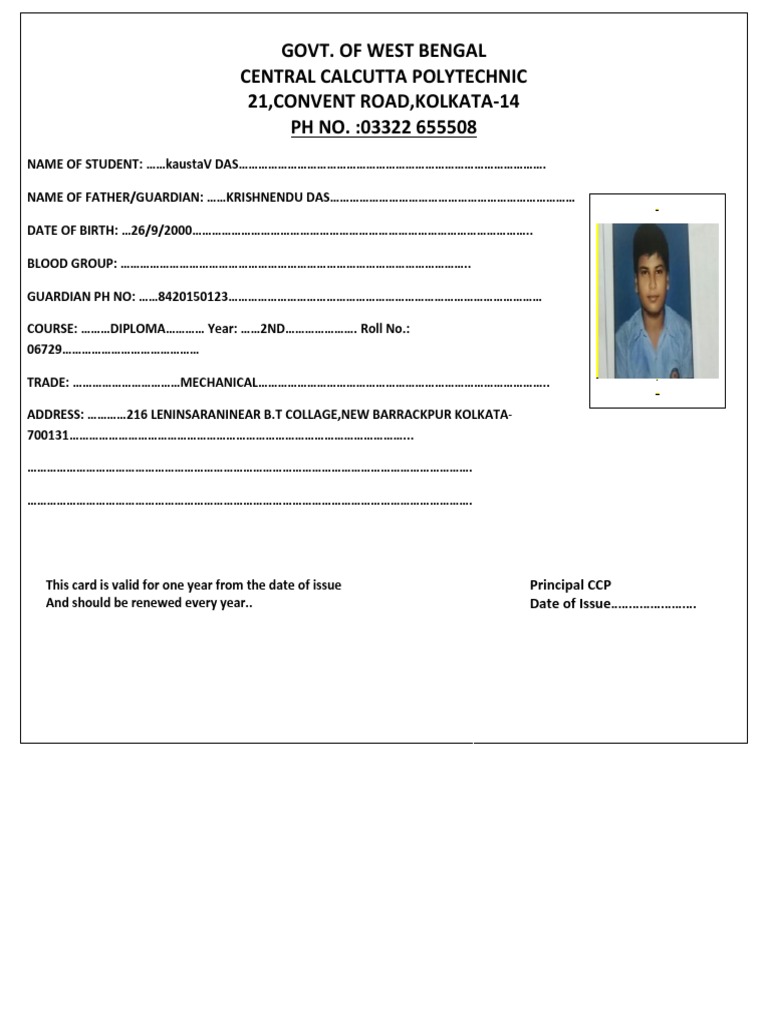 Student ID Card Details - CCP | PDF