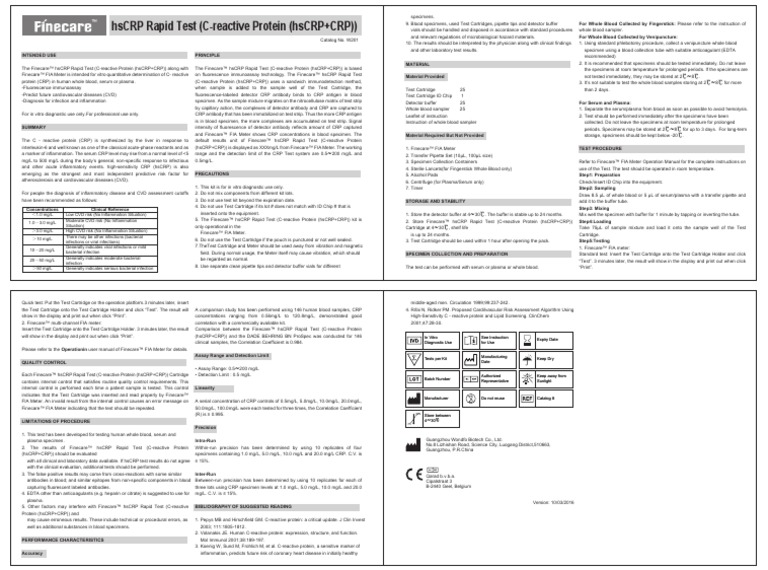 1.5.2.3.00102 Reagent Insert Kit CRP | PDF | C Reactive Protein | Cardiovascular Diseases