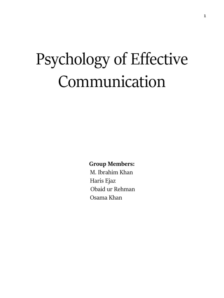 Psychology of Effective Communication | PDF | Code | Conversation