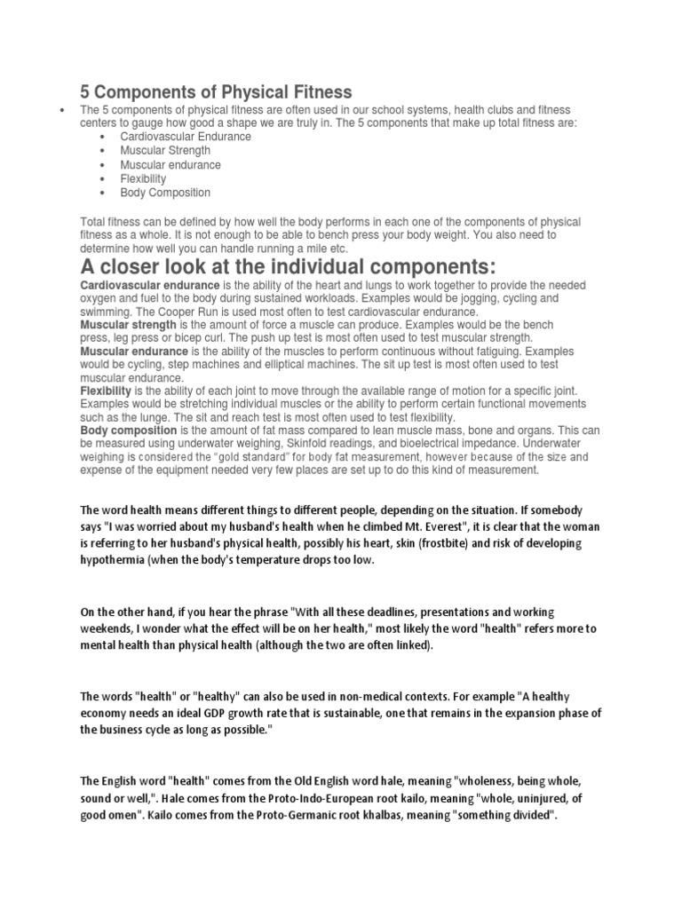 5 Components of Physical Fitness | Download Free PDF | Sports ...