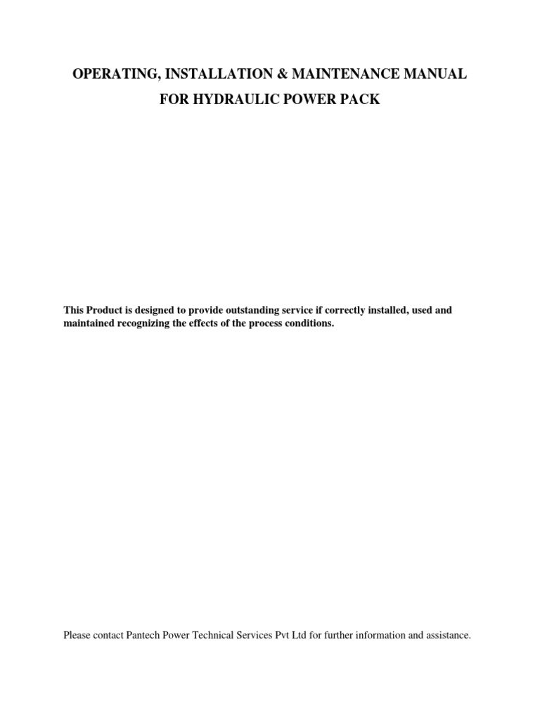Operating and Maintaining Hydraulic Power Packs for Hot Tapping, Line ...