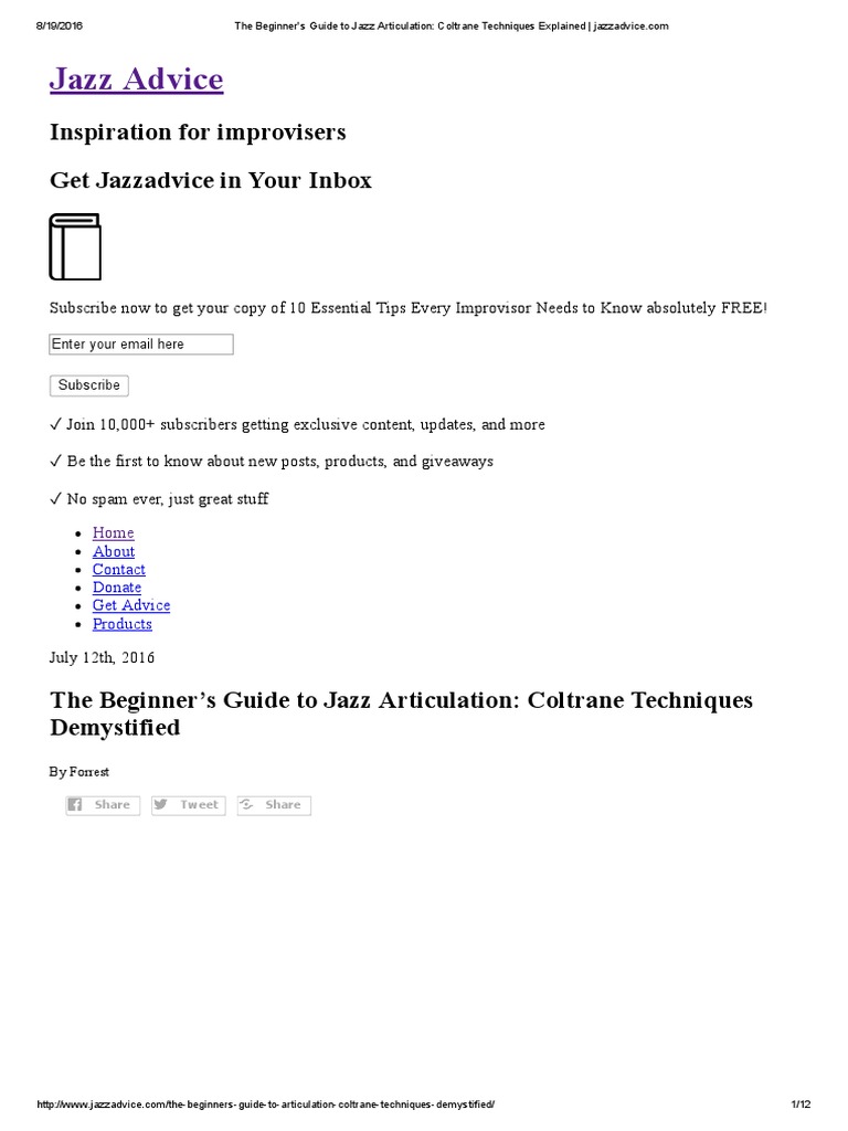 The Beginner's Guide To Jazz Articulation - Coltrane Techniques ...